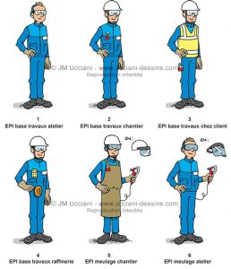 UCCIANI DESSINSIllustrations des EPI selon les métiers et les travaux.